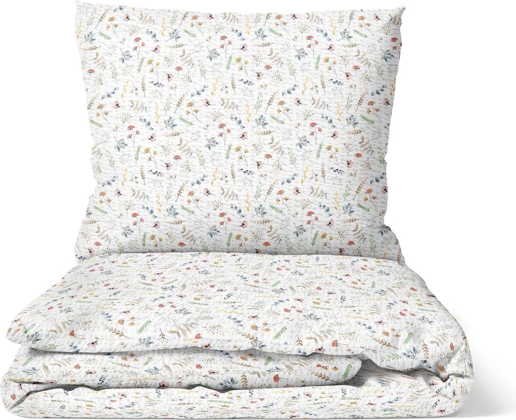 Krepové prodloužené povlečení Barevný kvítek Velikost: 140 x 220 + 70 x 90