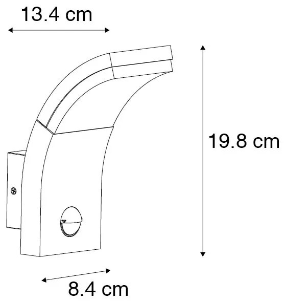 Venkovní nástěnné svítidlo antracitové vč. LED IP54 s pohybovým senzorem - Litt