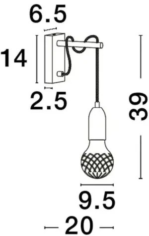 Designové nástěnné svítidlo Věda 95 černé