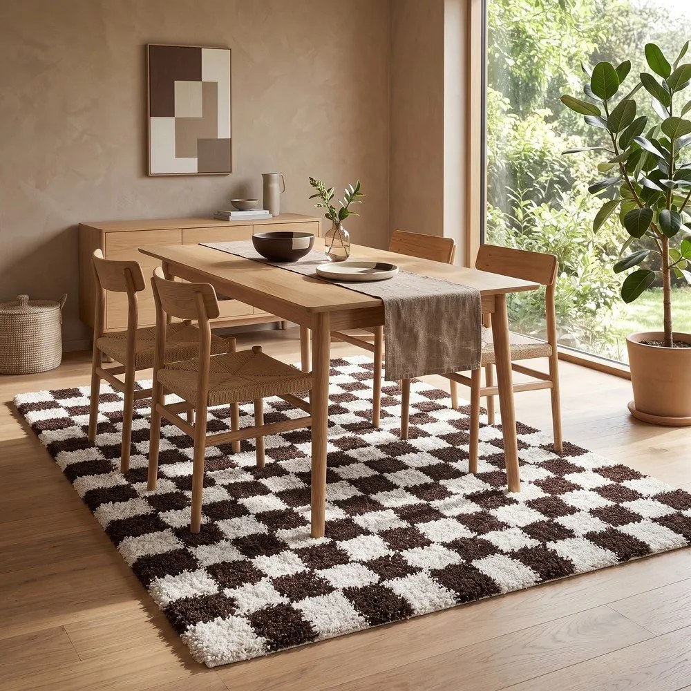 Hnědý/krémový koberec 120x170 cm Grida – ESTE