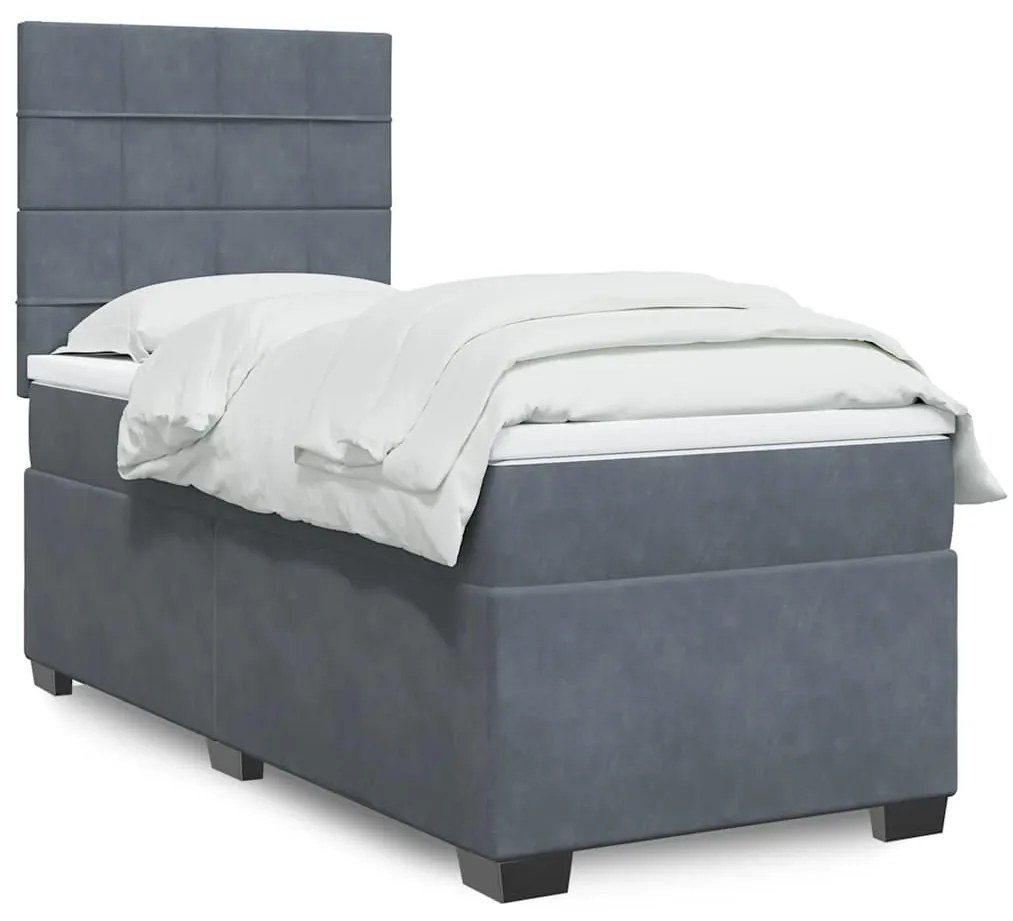 Box spring postel s matrací tmavě šedá 100x200 cm samet 3293135