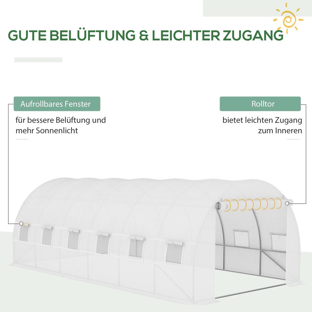 Outsunny náhradní fólie náhradní kryt 600 x 300 x 200 cm s předními dveřmi, 12 oken skleníková fólie odolná proti roztržení, zahradní fólie pro sklen…