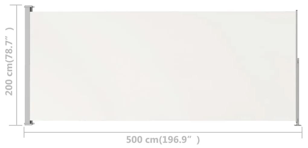 Zatahovací boční markýza 200 x 500 cm krémová,  313418
