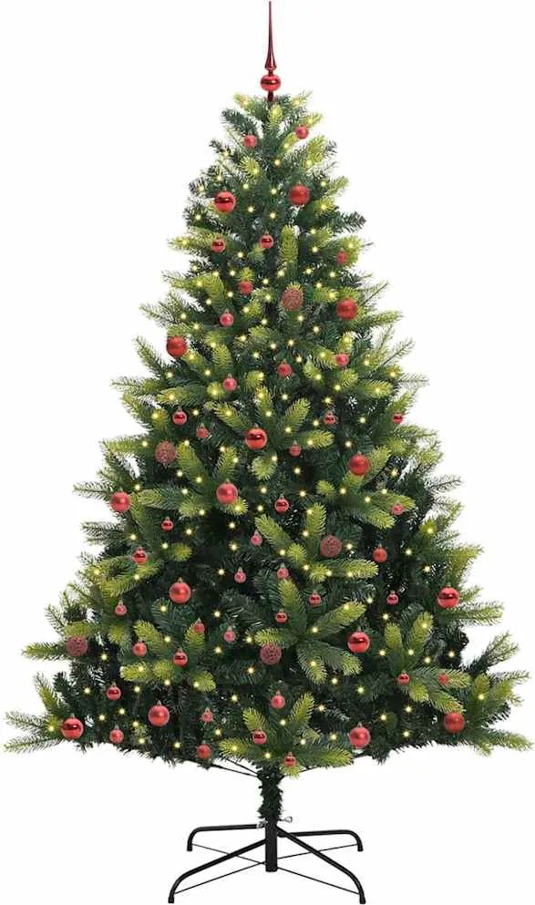 Umělý skládací vánoční stromeček 300 LED Zelená 210 cm PVC a PE 3396000