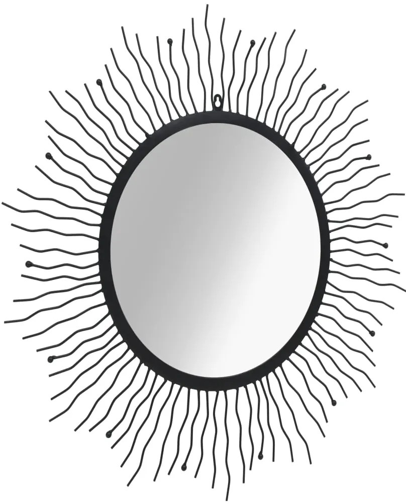 Zahradní nástěnné zrcadlo zářící slunce 80 cm černé - Default Title
