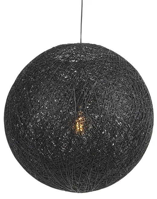 Rustikální závěsné svítidlo černé 60 cm - Corda