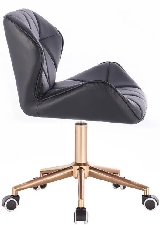 LuxuryForm DESIGN Otočná židle MILANO na zlaté podstavě s kolečky - černá