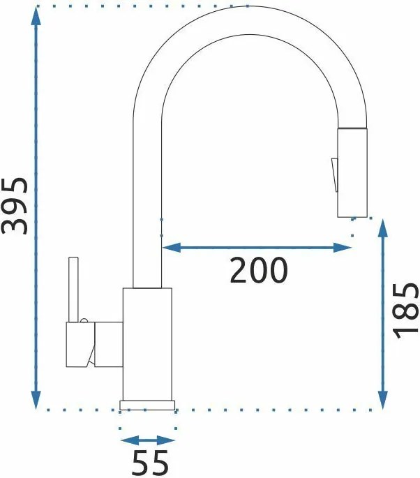 Rea Fresh, dřezová baterie s výsuvnou výlevkou, broušená ocel, REA-B9146