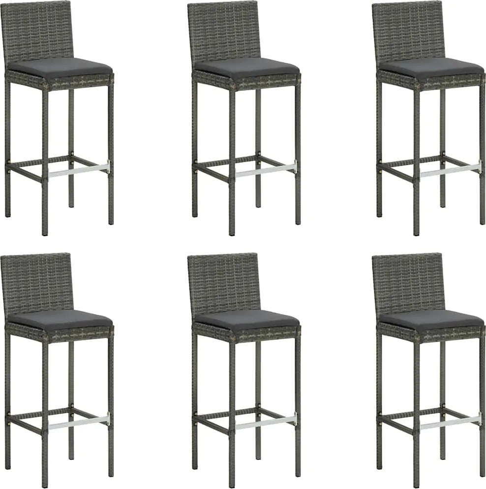 7dílný zahradní barový set s poduškami polyratan šedý 3064835