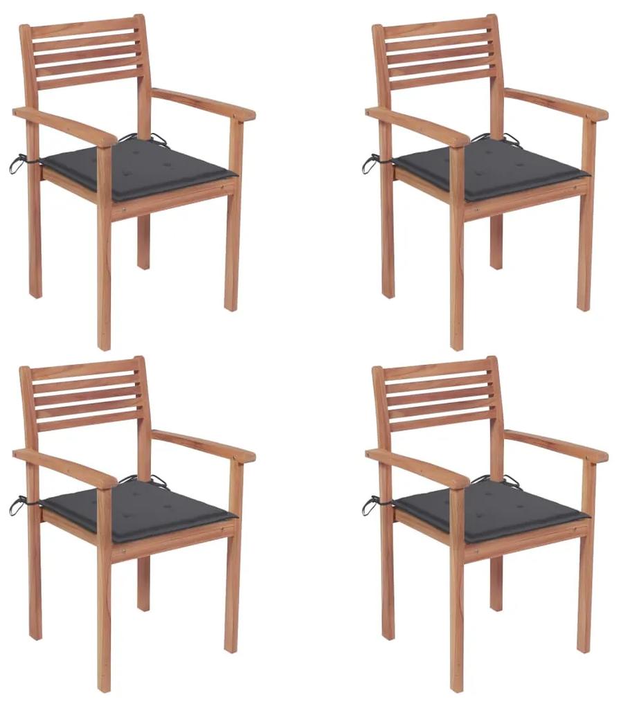 3062289 vidaXL Zahradní židle 4 ks antracitové podušky masivní teak