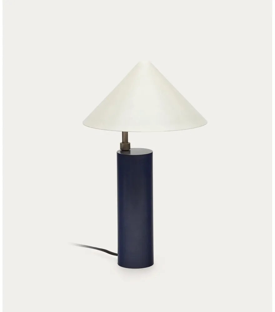 Tmavě modrá stolní lampa s kovovým stínidlem (výška 42 cm) Shiva – Kave Home