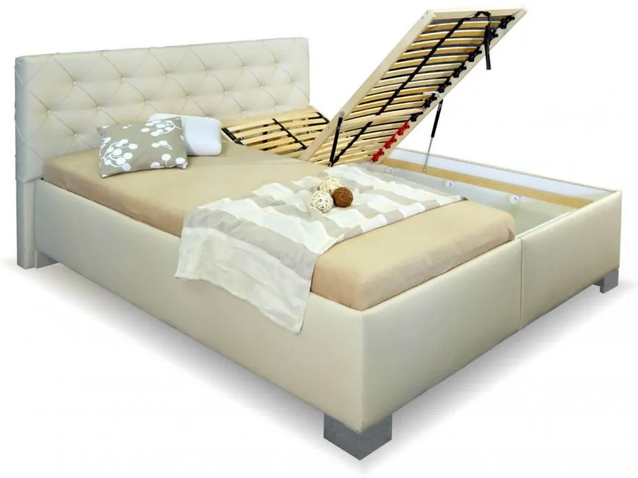 Zvýšená čalouněná postel s úložným prostorem MARINETA INTENA, 160x200 cm