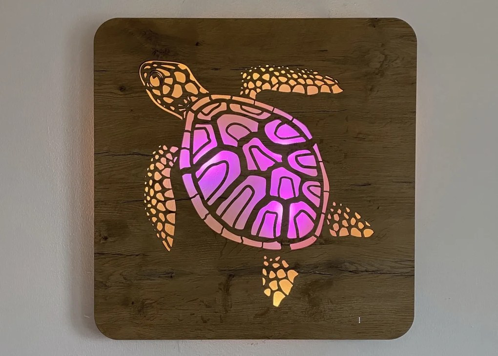 Li-Go "Želva" světelný obraz RGBW s baterií 62x62cm provedení povrchu: dub světlý