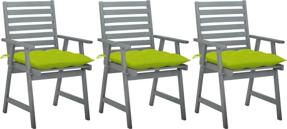 vidaXL Zahradní jídelní židle s poduškami 3 ks masivní akáciové dřevo [3064442] Barva: Modrá