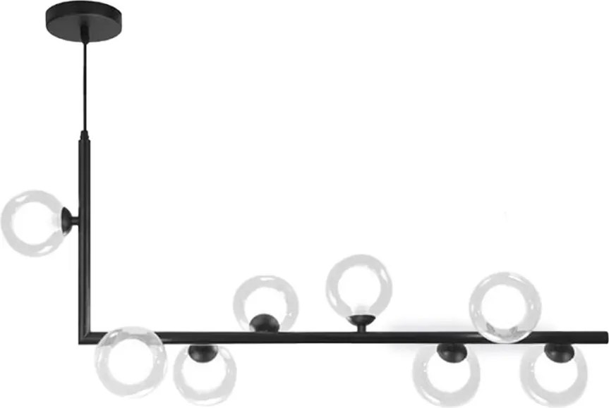 Toolight - Kovová industriální skleněná stropní lampa APP754-8CP, černá, OSW-03987