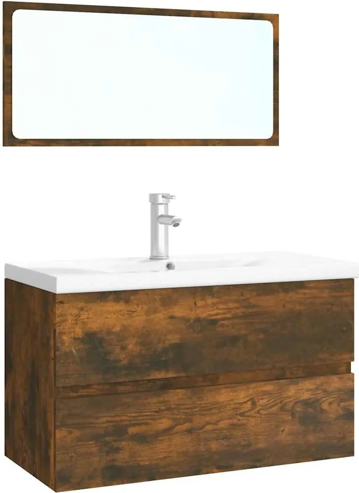 Koupelnová sestava kouřový dub kompozitní dřevo 3120351