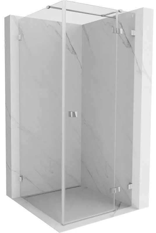 Mexen Lunar T, sklopný sprchový kout pravý 110 x 110 cm, 8mm čiré sklo, chromový profil, 834T-110-110-01-00-P