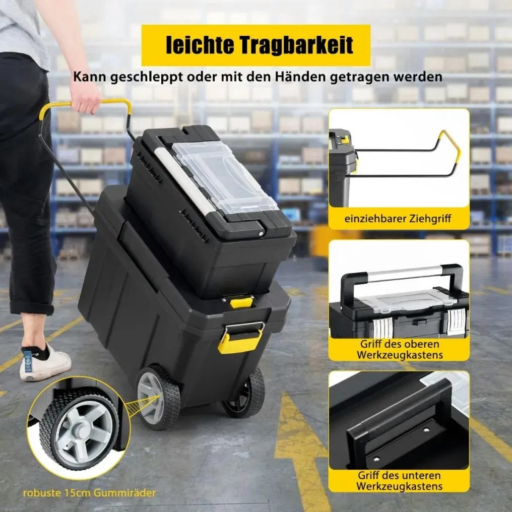 Costway Sada boxů na nářadí na kolečkách, 2 ks TL33923