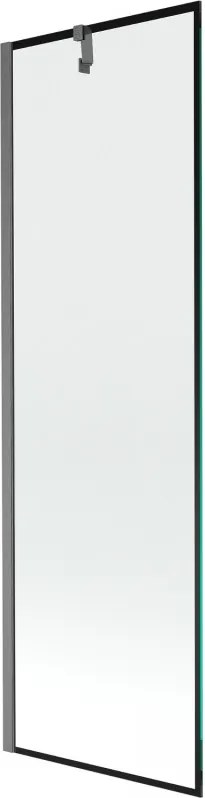 Mexen Next, 1-křídlová vanová zástěna 60 x 150 cm, 6mm čiré sklo - černý vzor, broušená grafitová, 895-060-000-00-70-66