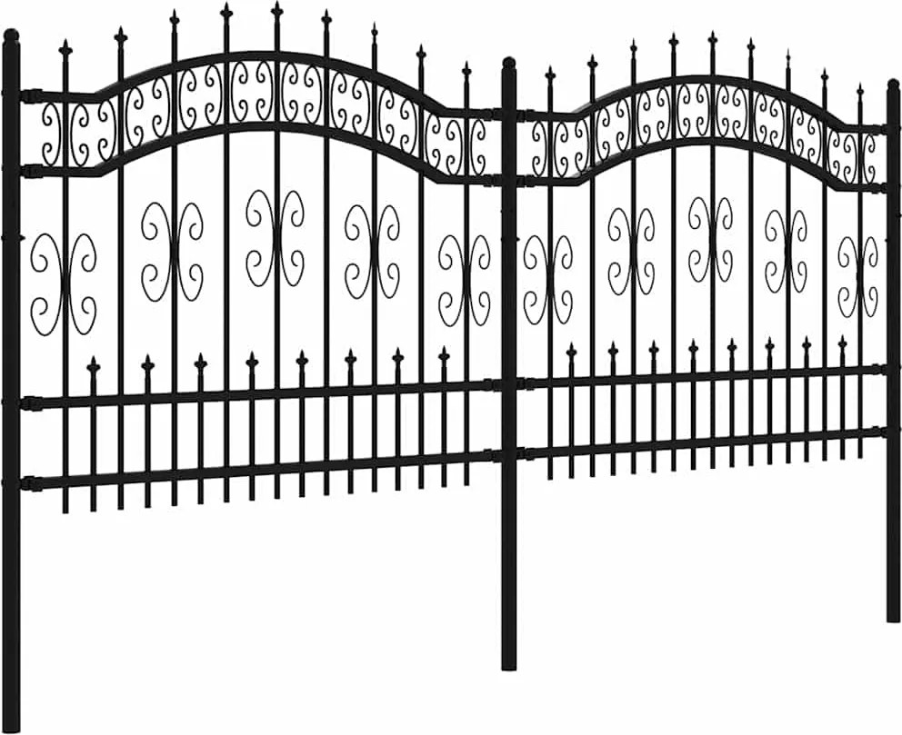 Zahradní plot KAMPEN s kopím nahoře černý 240 x 100 cm ocelový 151085