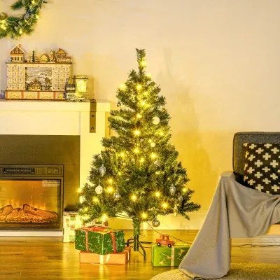 Aosom Vánoční strom, umělá jedle, 1,2 m, LED diody, včetně hvězdy, 75 cm x 120 cm, zelený