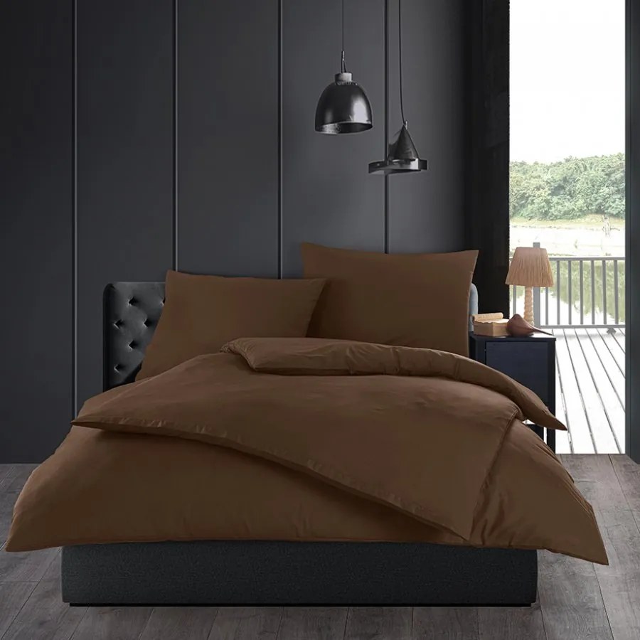Bavlněné jednobarevné ložní povlečení BedTex Exclusive Collection - hnedé - 100% bavlna - 70 x 90 cm + 140 x 200 cm