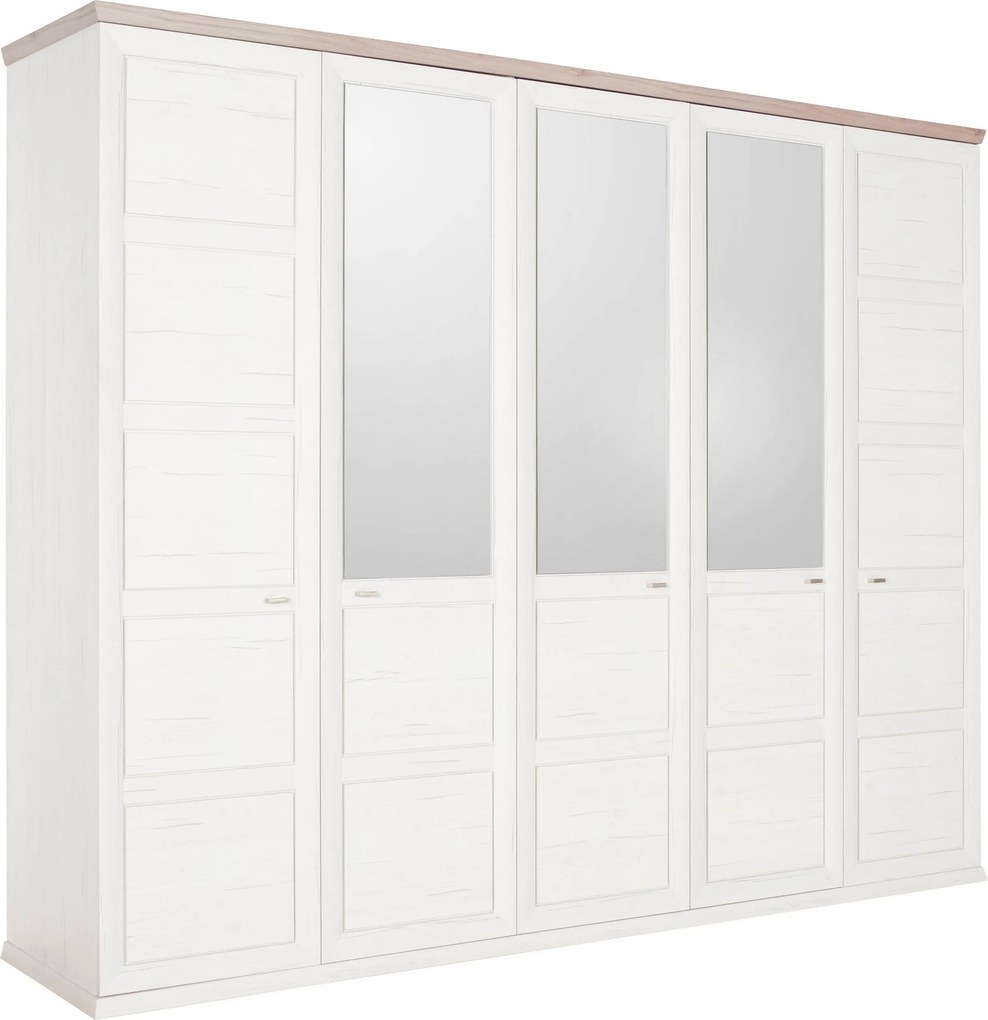 XXXLutz ŠATNÍ SKŘÍŇ SE ZRCADLEM, šedá, bílá, 255/209/60 cm Hom`in - Šatní skříně - 000003000104