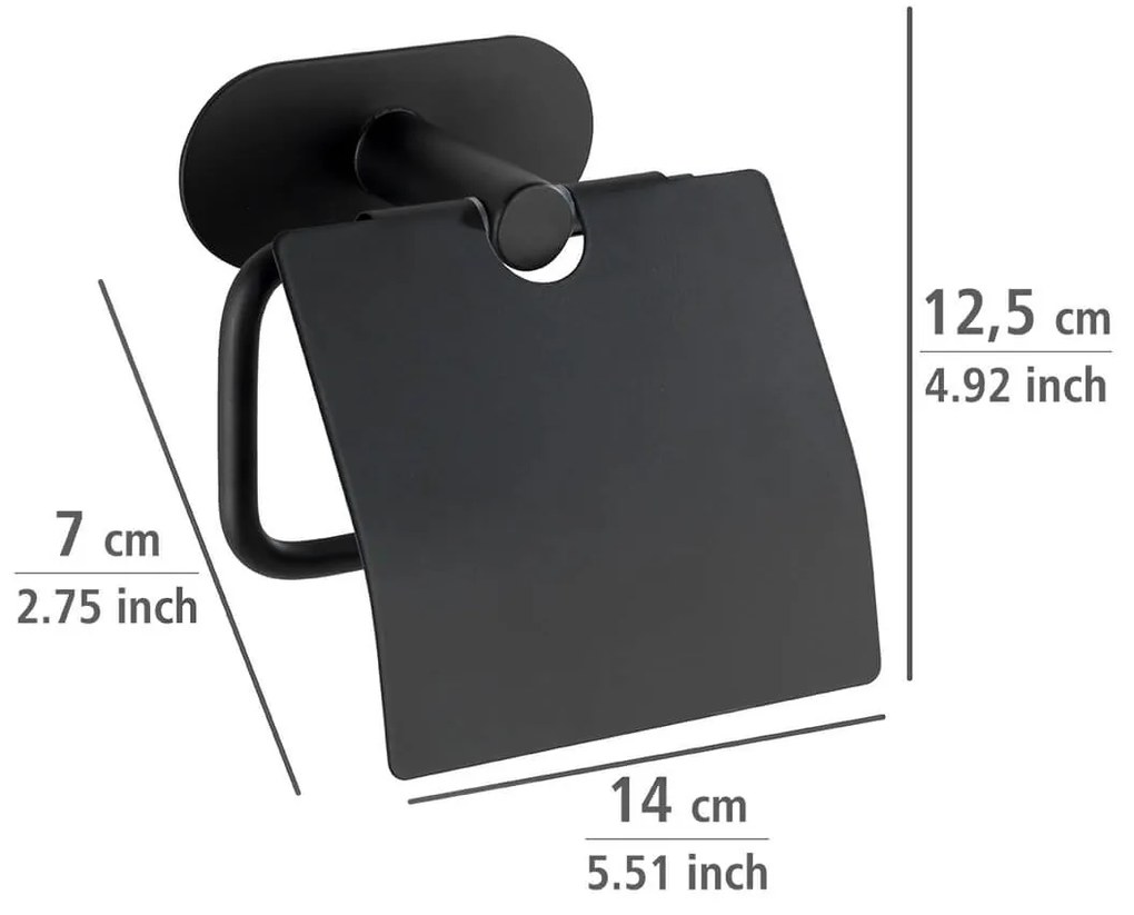 WENKO Držák WC papíru BEZ VRTÁNÍ TurboLoc OREA BLACK černý 13x14x7 cm
