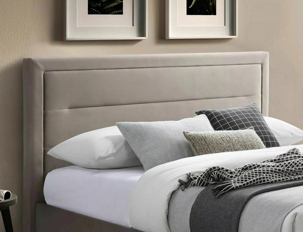 Dvoulůžková čalouněná postel Malaga Velvet 160x200 béžová