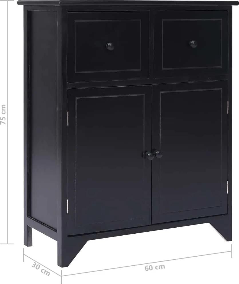 vidaXL Odkládací skříňka 60 x 30 x 75 cm dřevo pavlovnie [284105] Barva: Černá