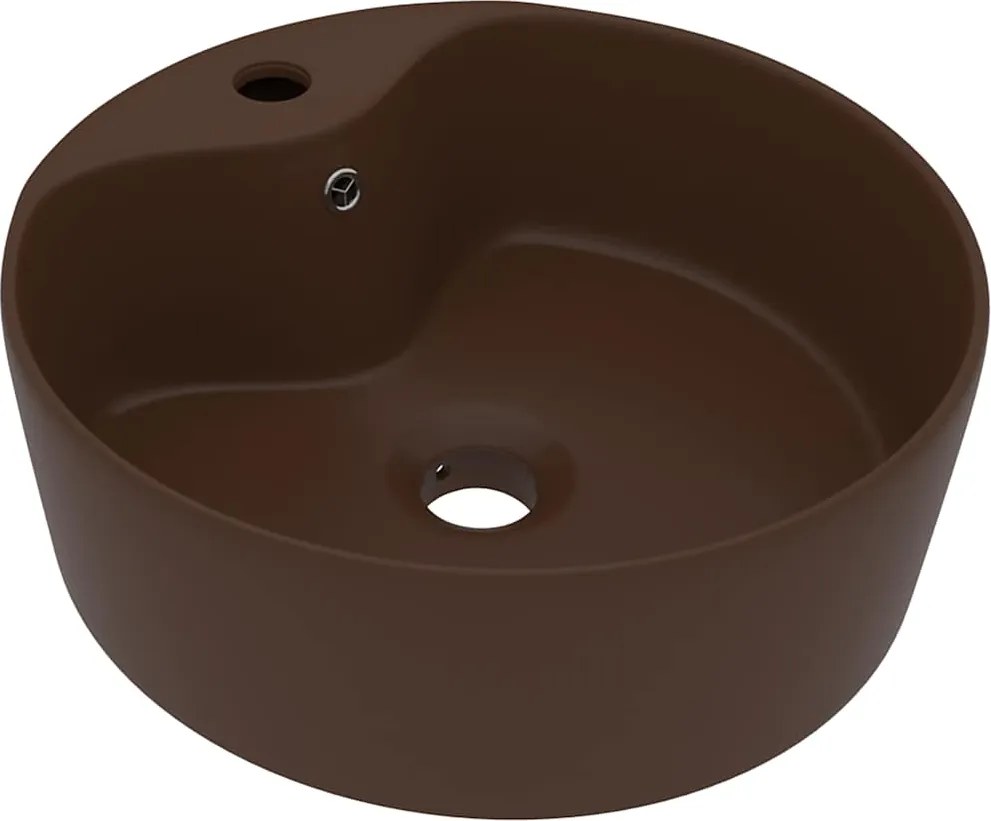 Luxusní umyvadlo přepad matné tmavě hnědé 36 x 13 cm keramické 147039