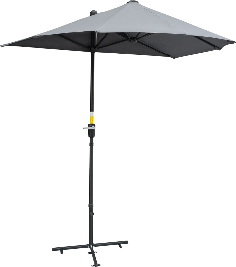 Outsunny 2 x 2 m Polokruhový Sluneční Umbrella na Balkon se Stojanem, Voděodolný pro Zahrady, Terasy, Dvorky, 100% Polyester, Tmavě Šedá | Aosom