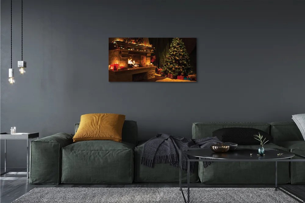 Obrazy na plátně Vánočních ozdob krbové dárky 120x60 cm