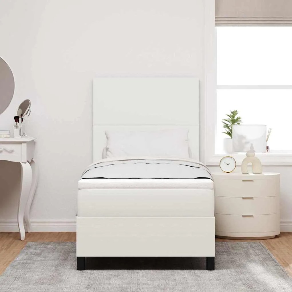 Postel s boxspringem Krémová a bílá 80 x 200 cm Žebrovaná látka 3337533