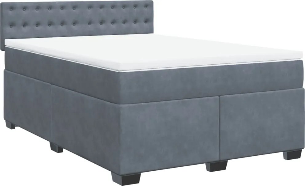 Box spring postel s matrací tmavě šedá 160x200 cm samet 3288667