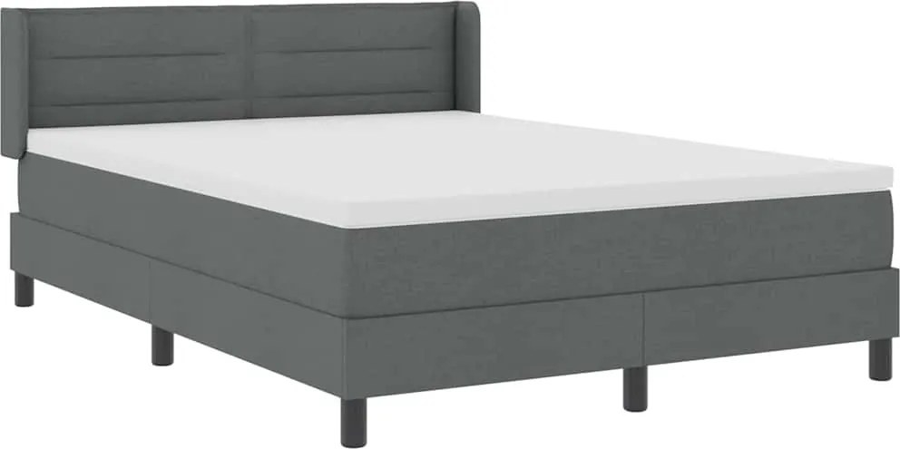 Postel s boxspringem s čelo Tmavě šedá 200 x 140 cm textil 3341042