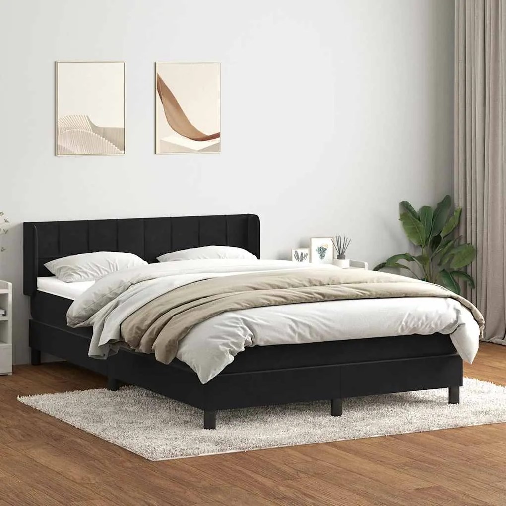 Box spring postel s matrací černá 160x210 cm samet 3318119