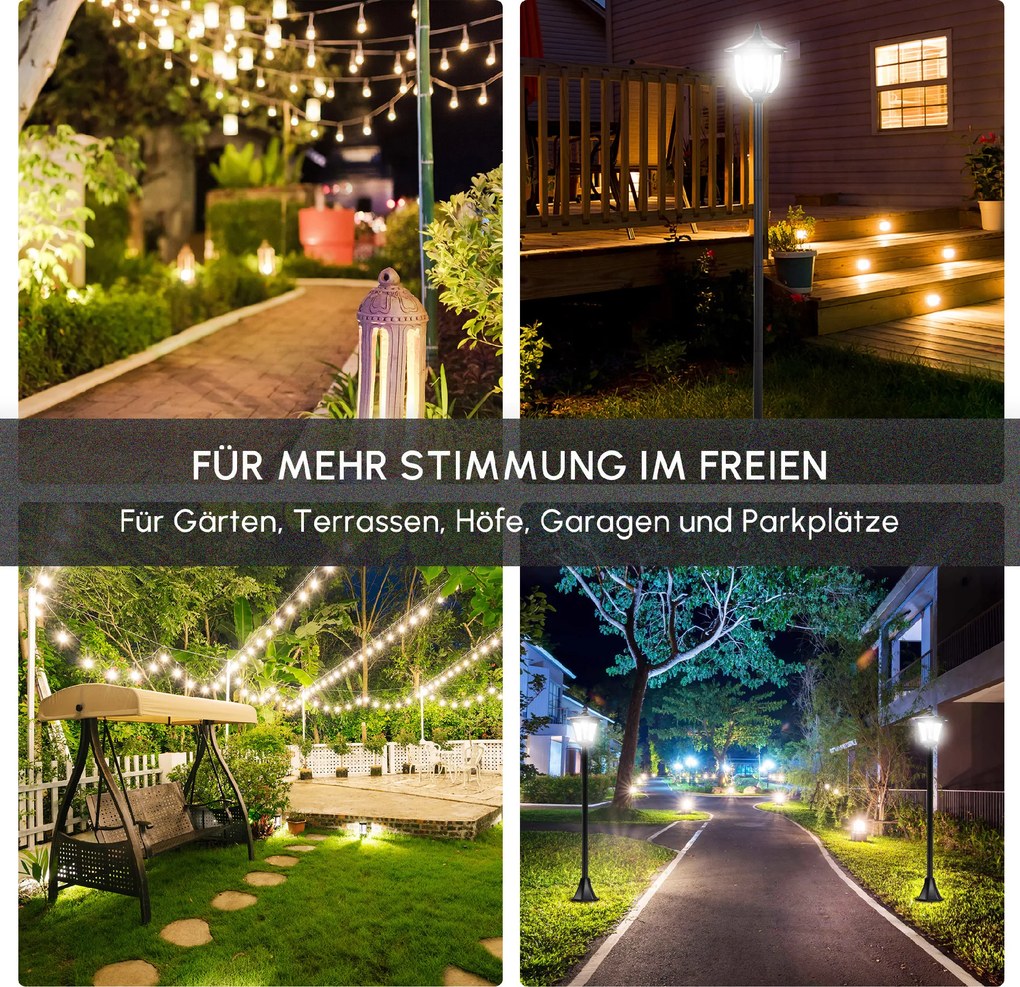 Outsunny Solární zahradní lucerna Lantern Path Light s LED 40 lumenů černá 18 x 18 x 160cm | Aosom