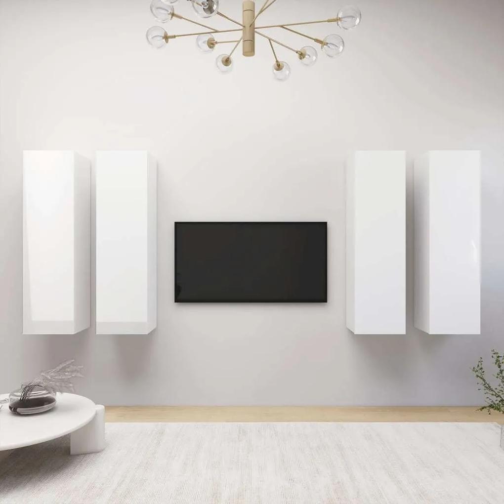 vidaXL TV skříňky 4 ks 30,5 x 30 x 110 cm kompozitní dřevo [3079162] Barva: bílá s vysokým leskem