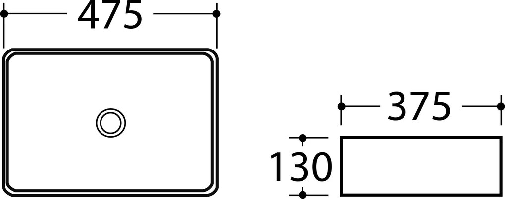 Sapho Sapho, DALMA keramické umyvadlo 48x13x38 cm, grigio, MM513