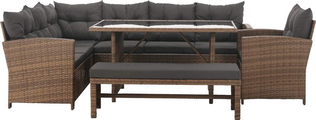 Zahradní ratanový set, šedohnědá/světle hnědá, SAGIR