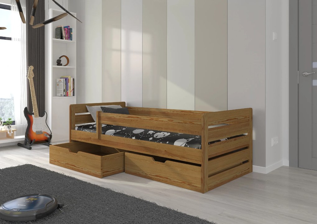 ADRK Furniture Postel s matrací BEMMA 200x90 CH-Bem-OAK-205+M-E2041