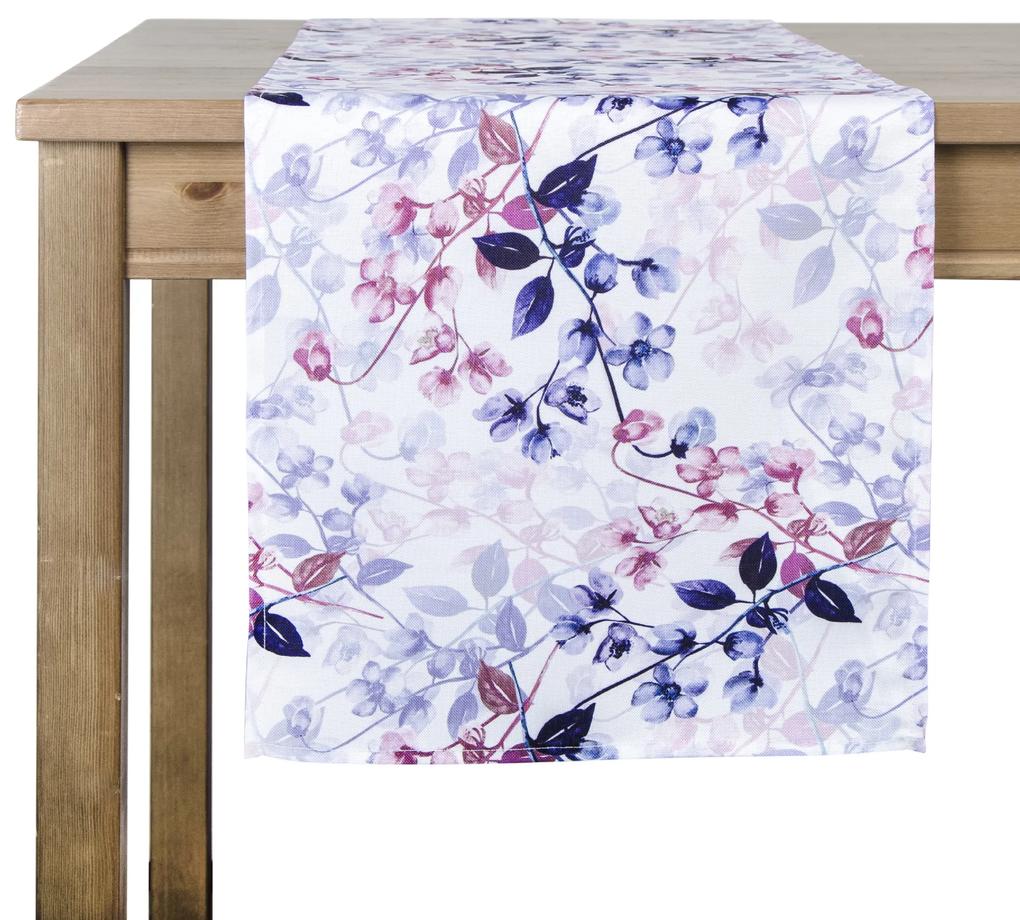 Ubrus - běhoun na stůl FLORET 35x180 cm, fialová, ESSEX | BIANO