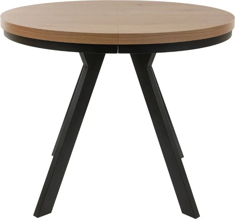 Rozkládací jídelní stůl Torino 90-190x90 cm, divoký dub s černýma nohama