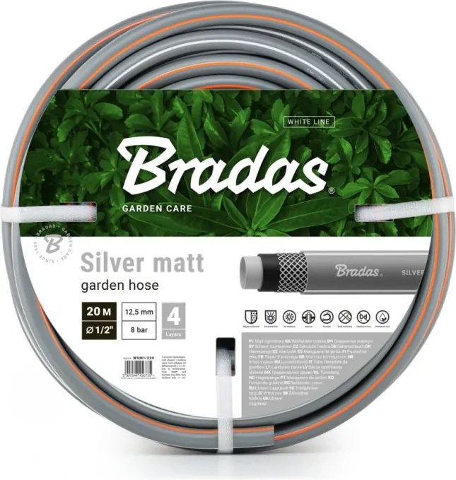 BRADAS Zahradní hadice 1/2", 30 m - SILVER MATT