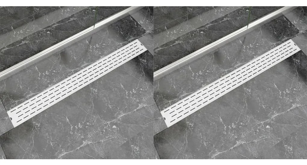 Rovný sprchový odtokový žlab 2ks - linky - nerezová ocel | 1030x140 mm