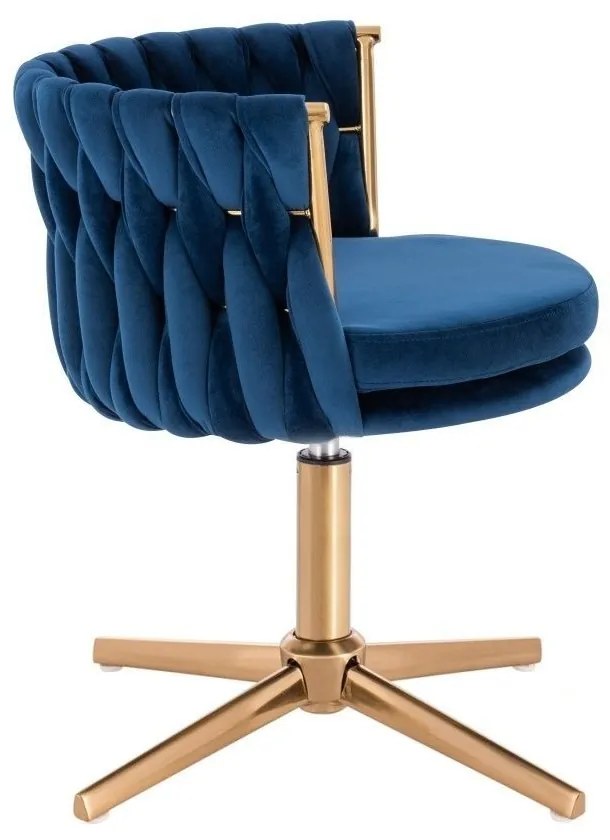 LuxuryForm DESIGN Otočná židle LYON VELUR na zlatém kříži - modrá