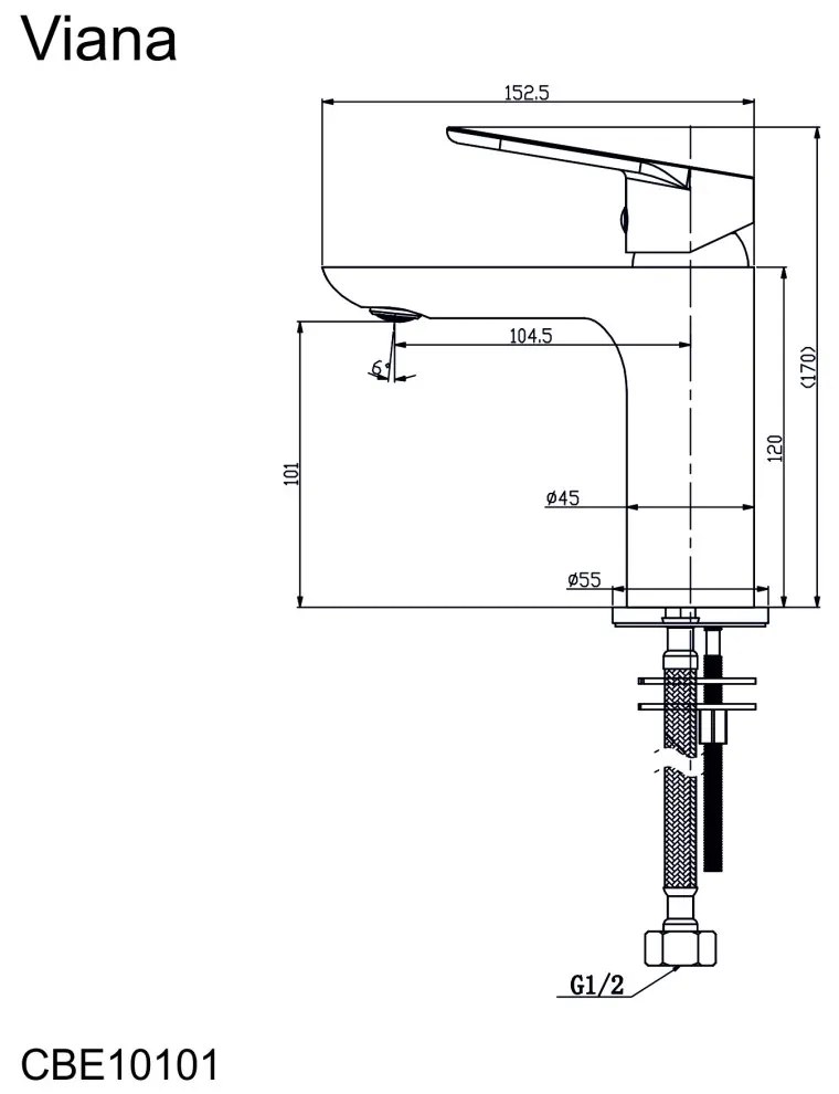 Mereo Viana umyvadlová stojánková baterie bez výpusti mosaz chrom CBE10101