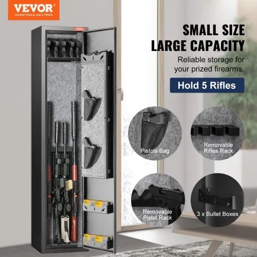 Gun Safe Puška Safe se zámkem otisků prstů pro 5 pušek a 4 pistole