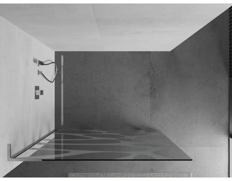 Mexen Kioto L, sprchová zástěna Walk-In 120 x 200 cm, 8mm čiré sklo bílý vzor, ​​chromový profil, 800-120-103-01-97